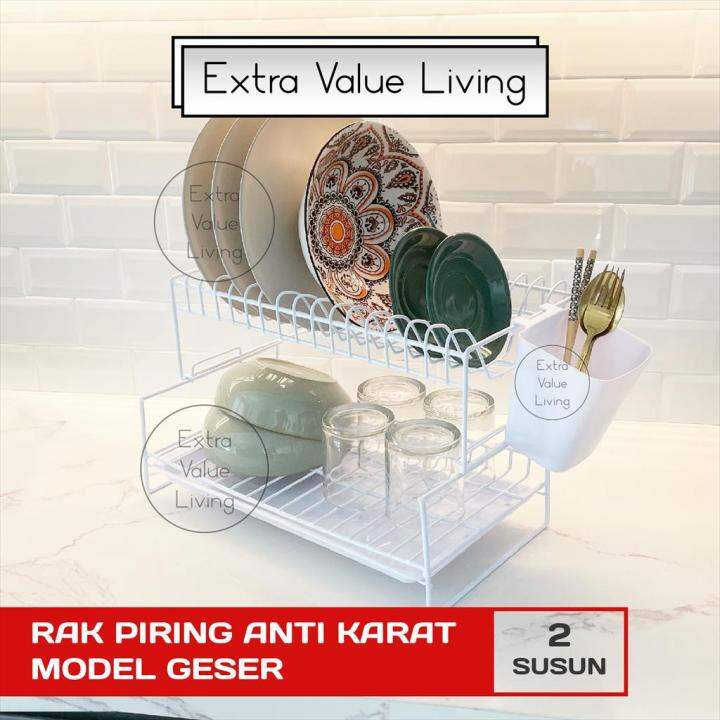MODELLINE Rak Piring Susun 2 Rak Piring Wastafel Besi Anti Karat ...