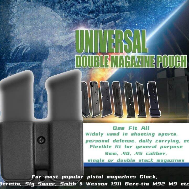 Double Magazine Pouch/Belt Clip Glock 17 19 Colt 1911 Bere-tta M92 M9 ...
