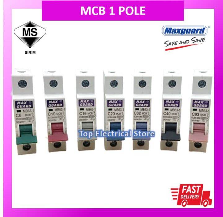 MAXGUARD 1P MCB 6KA 6A/10A/16A/20A/32A/40A/63A MINIATURE CIRCUIT ...