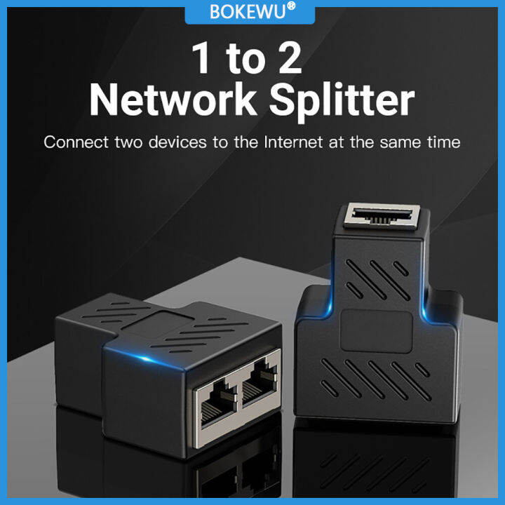 BOKEWU 1 to 2 Ways RJ45 Ethernet LAN Network Splitter Double Ports ...