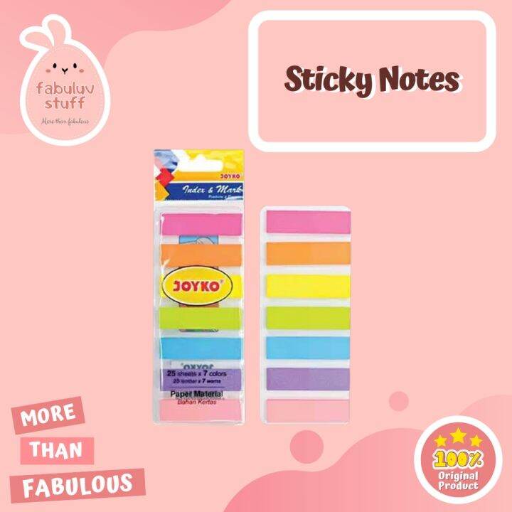 ATK ~ Memo Stick note / Pembatas Buku Warna - warni / Plastik dan ...