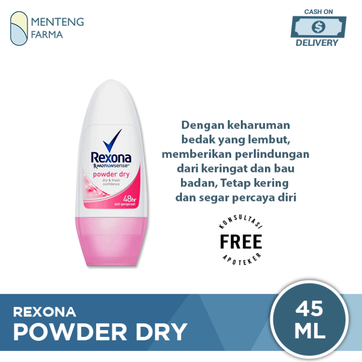 Rexona Anti-Perspirant Deodorant Roll On Powder Dry 45 ML - Tetap Kering dan Segar 72 Jam ...