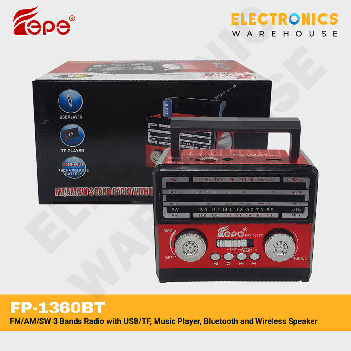 FEPE FP-1360BT FM/AM/SW 3 Bands Radio with USB/TF, Music Player ...