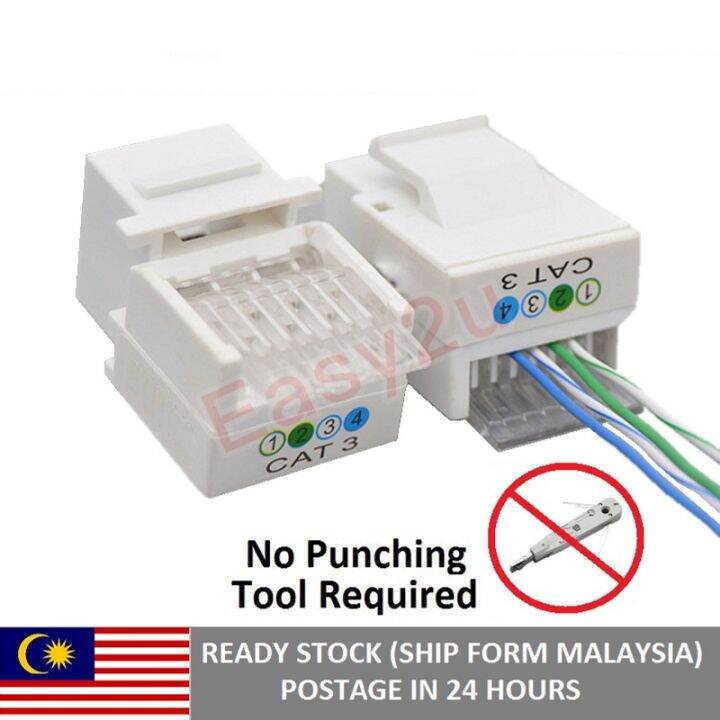 CAT3 RJ11 Keystone Jack Connector telephone module Jack Tool-free RJ11 ...