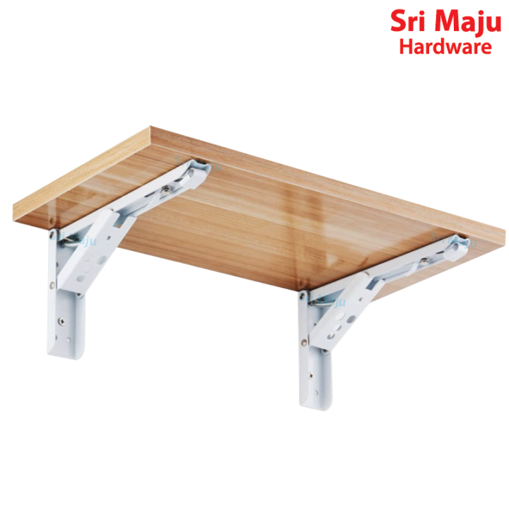MAJU SHB-FW Folding Wall Shelf L Bracket with Spring Wall Mount Storage ...