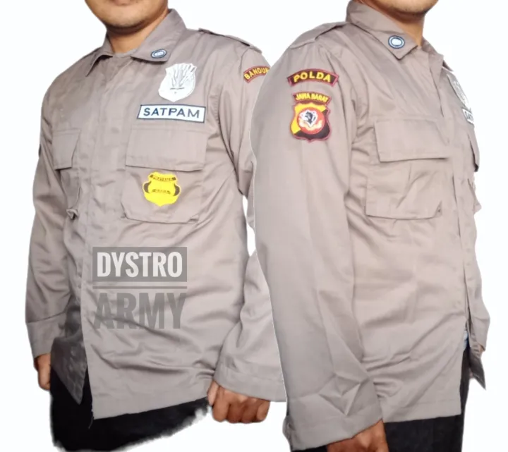 STELAN SERAGAM PDL SATPAM SECURITY COKLAT BARU TERBARU + ATRIBUT TEMPEL ...