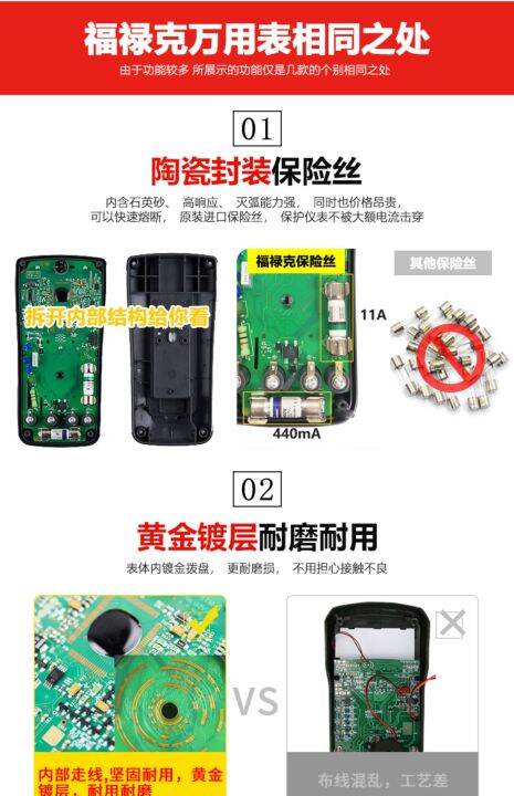Fluke multimeter, digital high-precision ammeter, automatic capacitance ...