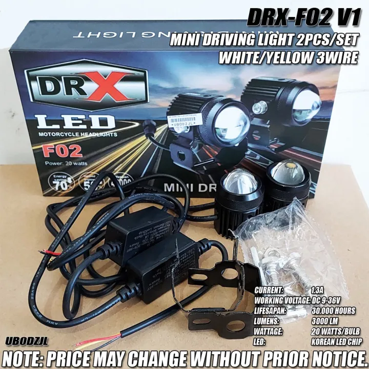 DRX-F02 MINI DRIVING LIGHT V1 2PCS WHITE/YELLOW (3WIRE) | Lazada PH