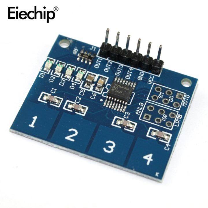 Ttp224 modul sakelar kapasitif Sensor sentuh saklar Digital 4 saluran ...