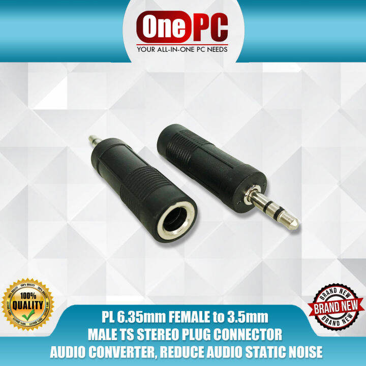 PL 6.35mm FEMALE to 3.5mm MALE TS STEREO PLUG CONNECTOR AUDIO CONVERTER ...