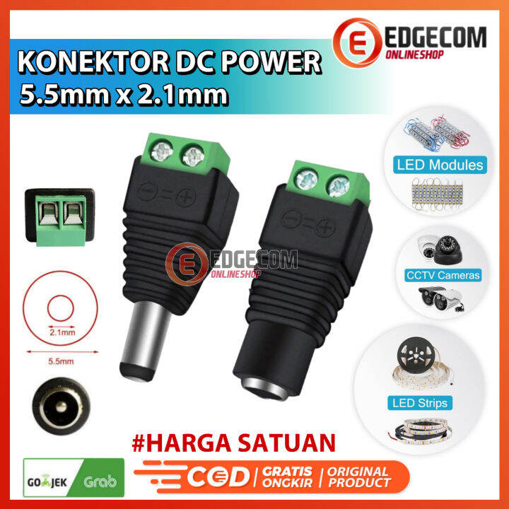 Jack DC / Jek DC Konektor DC 5.5mm power Adaptor CCTV Male - Female ...