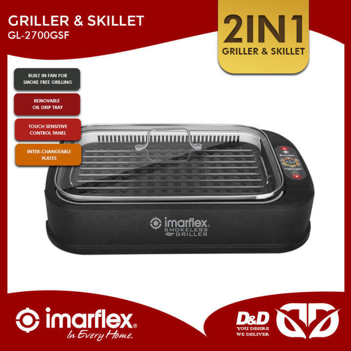 D&D | Imarflex GL-2700GSF 2 in 1 Smokeless Griller & Skillet | 874CM2 ...