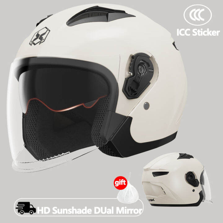 AXK 801 Double Miorr Motorcycle Falf Face Helmet | Lazada PH