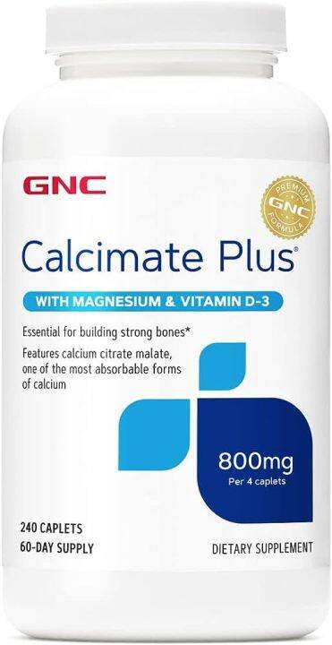 GNC Calcimate Plus 800 With Magnesium & Vitamin D-3 240 Caplets | Lazada