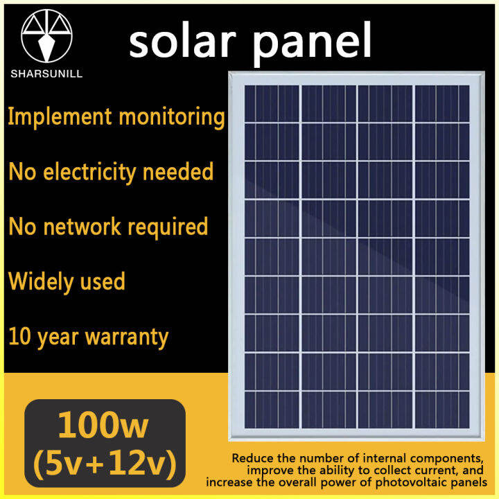 【0 Electricity bill】5Year Warranty 100watt Solar panel for charging ...