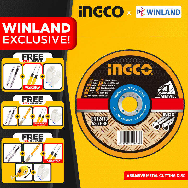 INGCO by Winland High Efficient Abrasive Metal Cutting Disc 4 for Angle ...