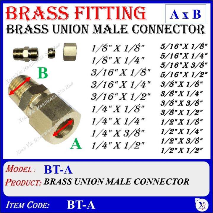 BT-A BRASS UNION MALE CONNECTOR - BRASS FITTING | Lazada