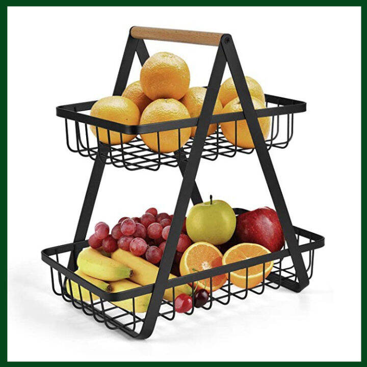 2 Tier Fruit Basket, Countertop Fruit Bowl Fruit Holder For Kitchen ...