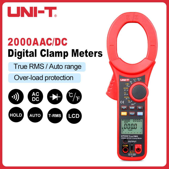 UNI-T UT222 2500A AC DC Digital Clamp Meter True RMS Current Voltage Ammeter Resistor Frequency ...