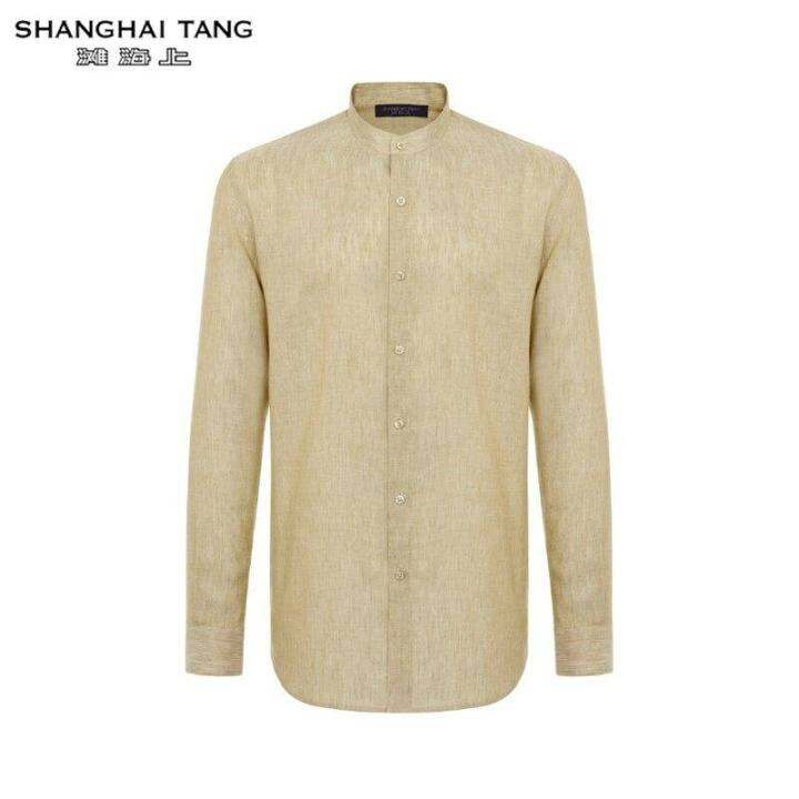 Shanghai Tang Linen Mandarin Men's Collar Shirt | Lazada
