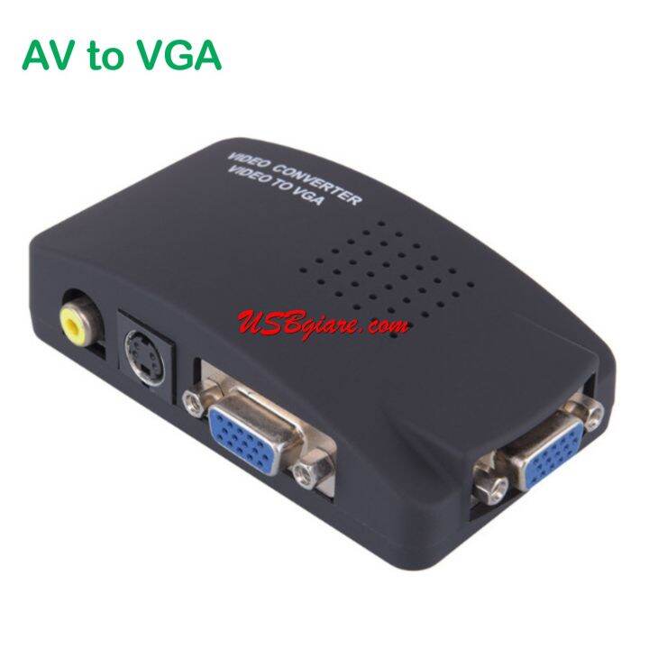 Bộ chuyển đổi AV sVideo Vga sang VGA bộ màu đen hộp xanh loại tốt chuyên dùng cho Camera, máy ...