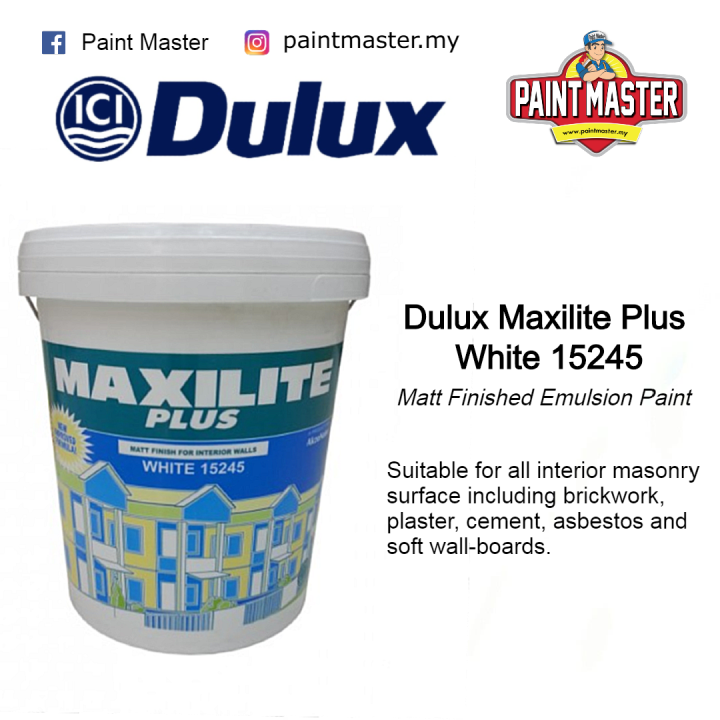 18L DULUX MAXILITE PLUS WHITE 15245 - Matt Finished Interior Emulsion ...