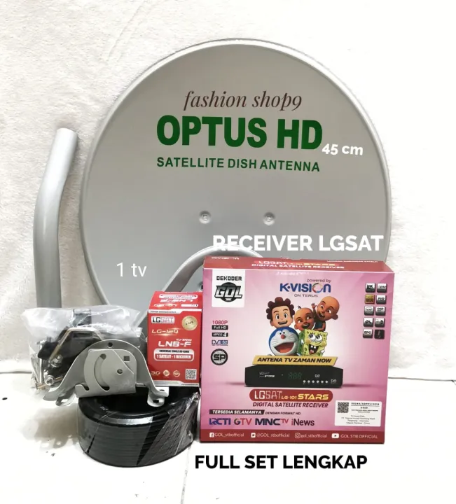 Parabola Mini Optus 45 cm Full Set Paketan Receiver LGSAT Gol ...