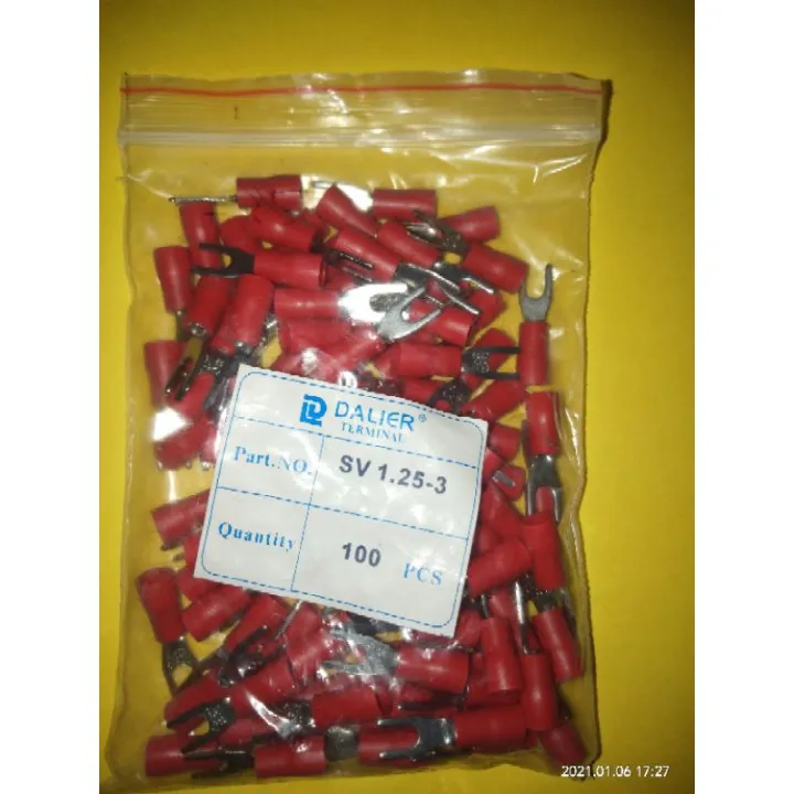 Terminal lug, Insulated, Red, SV 1.25-3, Y-Type, Spade Type durable | Lazada PH