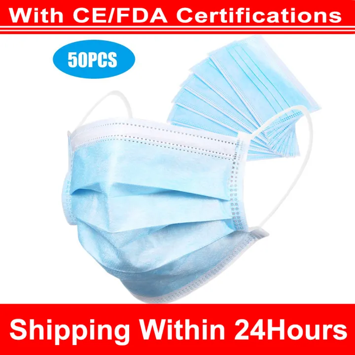 Docooler 50ชิ้นทิ้งชั้นปกผ้าไม่ทอไฟเบอร์ระบายอากาศผ้าคลุมหน้าฝุ่นที่มีความยืดหยุ่นคล้องหูที่ครอบ ...