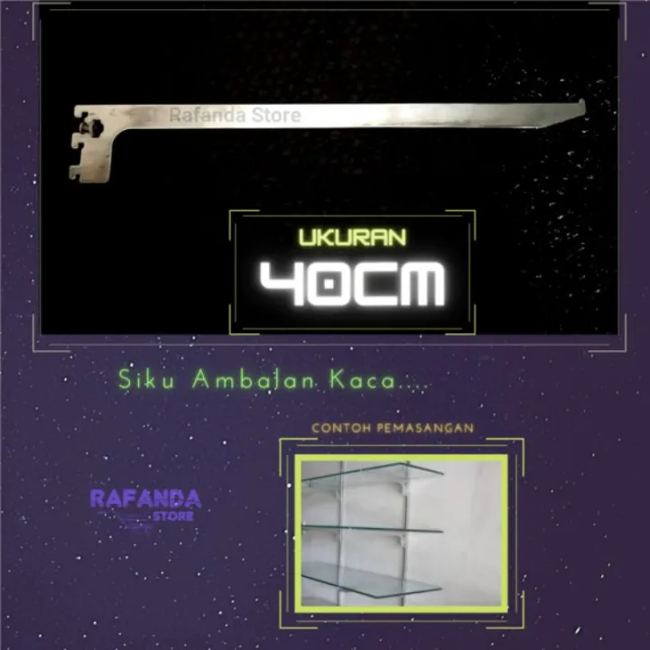 Ukuran 40cm ambalan kaca siku kaca stainless penyangga rak kaca susun ...