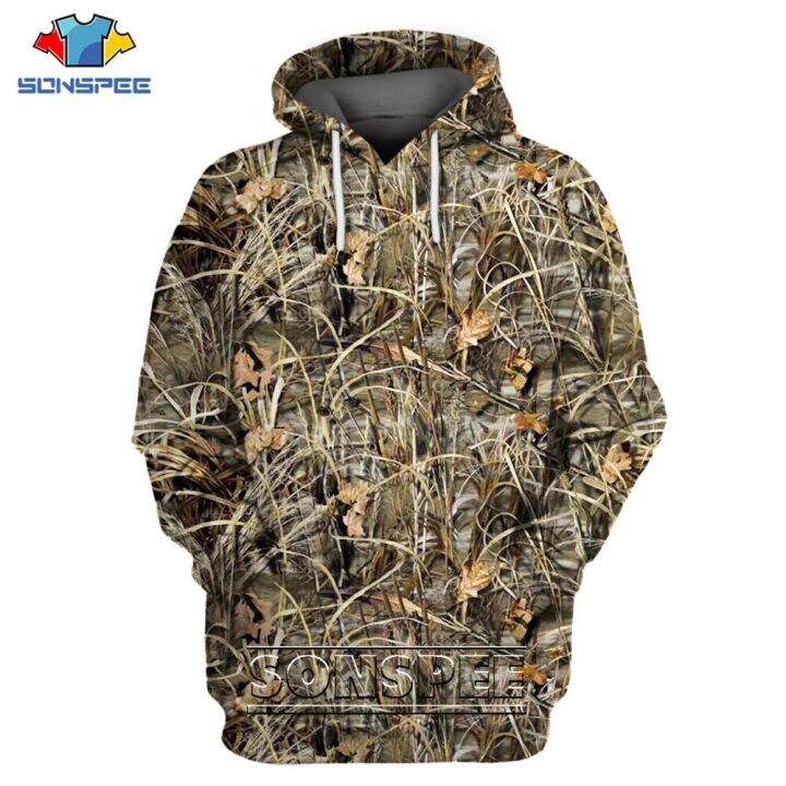 SONSPEE 3D Print Camouflage Tree Hoodie Hooded Hunting Casual ...
