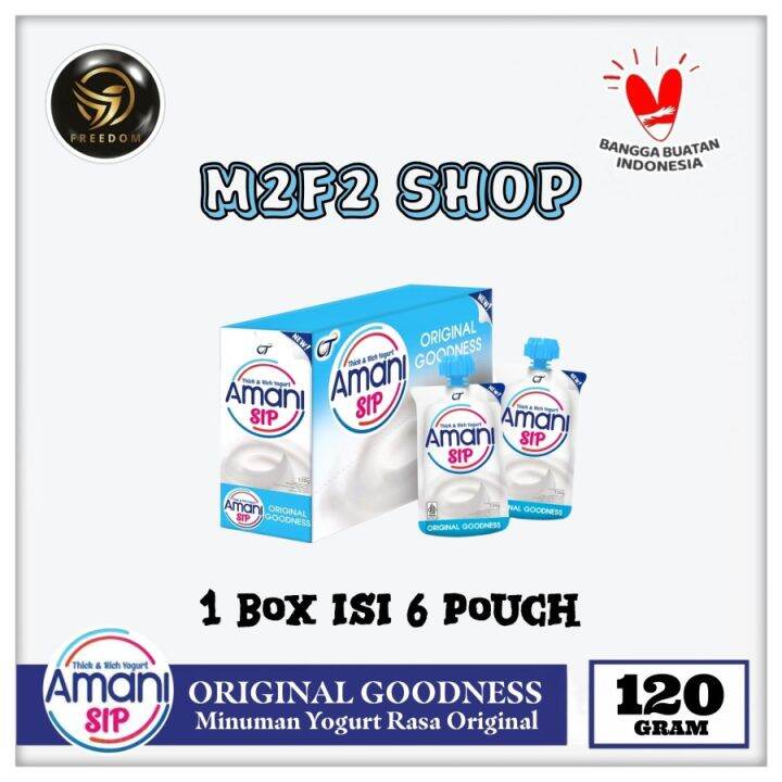AMANI Yogurt Sip Rasa Original Goodness Pouch - 120 gr (Kemasan 1 Box) | Lazada Indonesia
