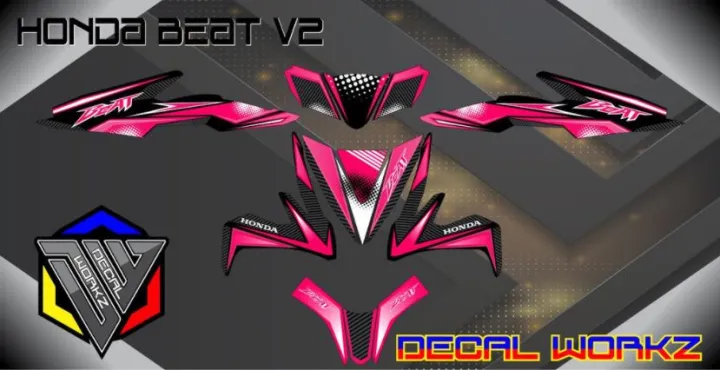 Honda Beat FI V2 Full Wrap Customized Decal Sticker Magenta Carbon ...