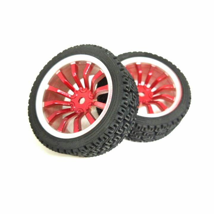 Roda Robot Smart Car 67mm Red RC Whell Velg Ban Karet Radial | Lazada ...