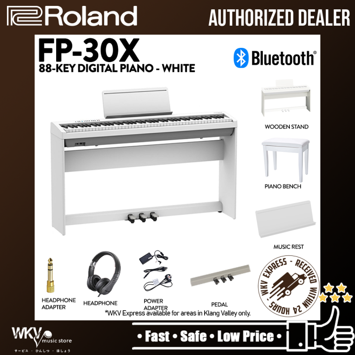 Roland FP-30X 88-key Digital Piano with Headphone and Adapter - White ...