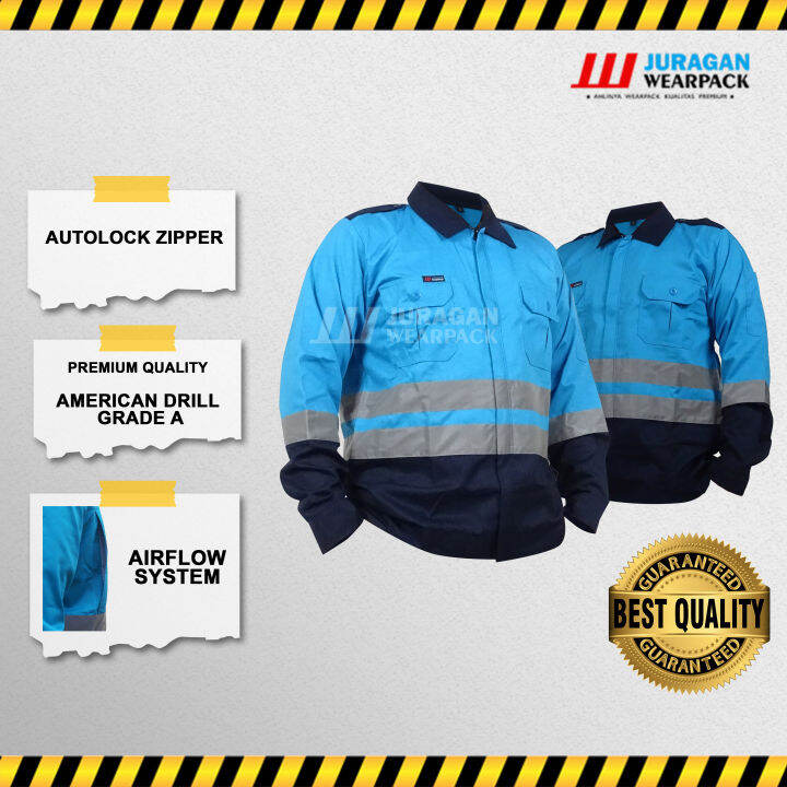 Wearpack Safety Warna Biru Toska Kombinasi Biru Navy | Lazada Indonesia