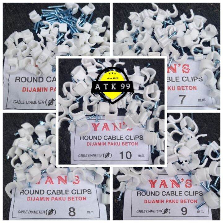 ROUND Cable CLIPS /klem kabel/klip kabel/clips cable | Lazada Indonesia