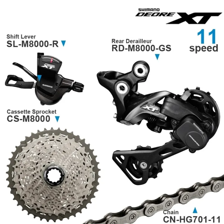 SHIMANO DEORE XT M8000ชุดเกียร์จักรยาน11สปีด,ตัวเปลี่ยนเกียร์หลัง RD SL ...