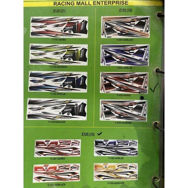 yamaha 125 125z 125zr Y125 y125z y125zr sticker body cover set stripe ...