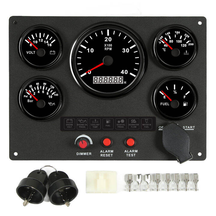 Boat Instrument Panel 4000RPM Tachometer Fuel Level Water Temperature ...