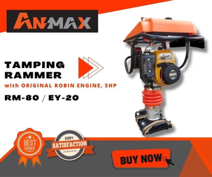 ANMAX TAMPING RAMMER with ORIGINAL ROBIN ENGINE, 5HP (RM-80/EY-20 ...