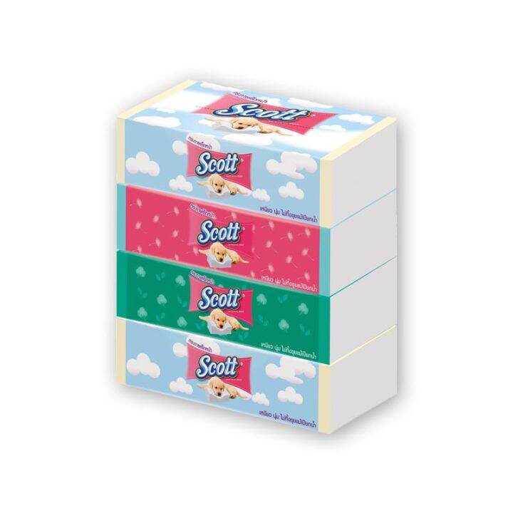 Scott Soft Box Facial Tissue 120 Sheets x 4 Packs.สก๊อตต์ ซอฟท์บ๊อกซ์ ...