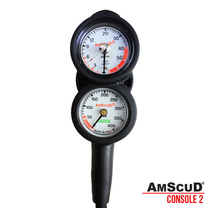 CONSOLE 2 GAUGE AMSCUD PRESSURE + DEPTH GAUGE 993 / Peralatan Selam ...
