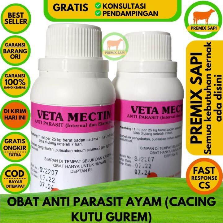 VETA MECTIN 100ml - Ivermectin 10% oral - Obat cacing kutu caplak ...