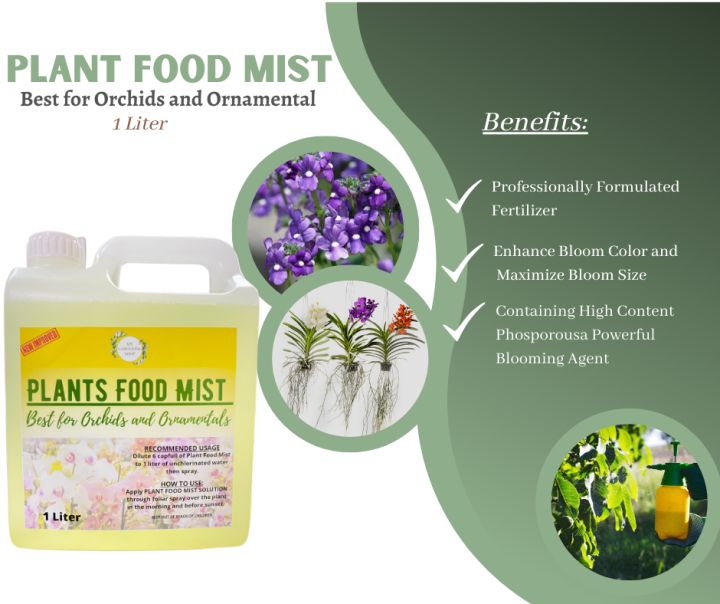 PLANT FOOD MIST 1LITER BEST FOR ORCHIDS & ORNAMENTALS, FOLIAR AND ...