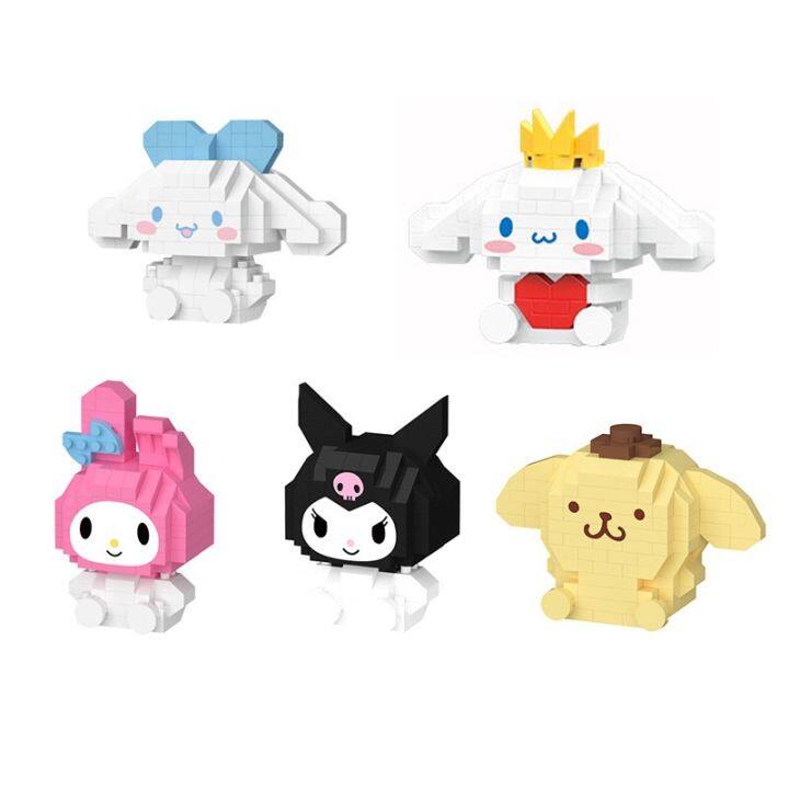 Mini Size Kawaii Sanrio Kuromi Cinnamoroll My Melody Figures Building ...