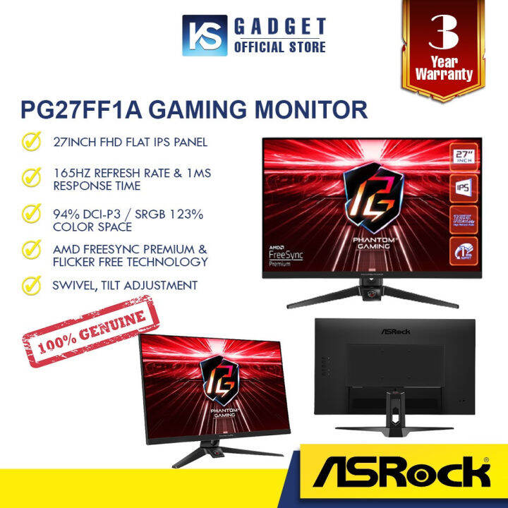Asrock 27" PG27FF1A Phantom Gaming IPS FHD 165Hz 1ms Freesync Premium ...