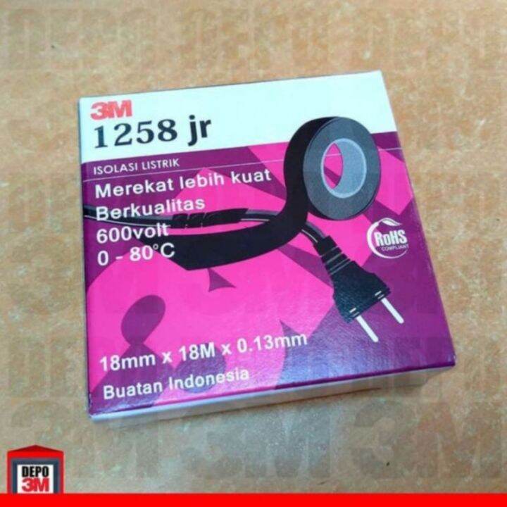 3M ISOLASI LISTRIK 1258 JR ORIGINAL1258jr HITAM TAPE KABEL ASLI ORI ...