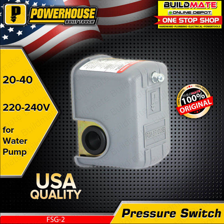 POWERHOUSE USA Pressure Switch for Water Pump 220-240v 50/60Hz 20-40 Psi FSG-2 •BUILDMATE• PHHT ...