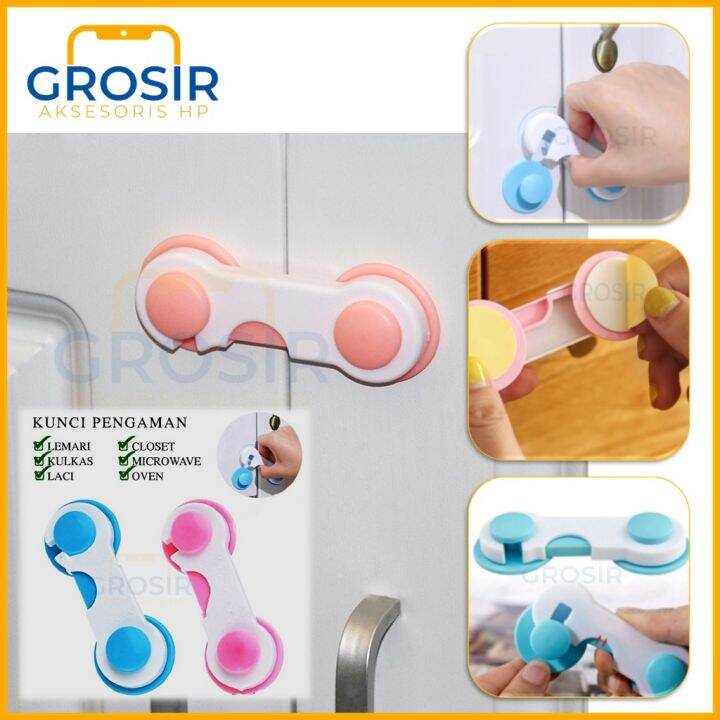 Pengunci Laci safe lock alat pengaman pintu lemari kunci Perekat tempel ...